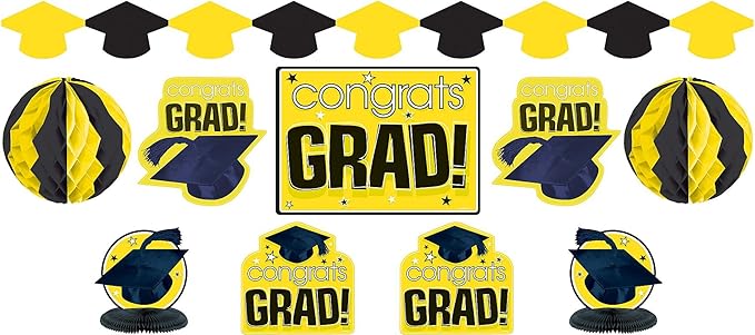 "Congrats Grad" Grad Room Decorating Kit - Yellow – Smart Soirée