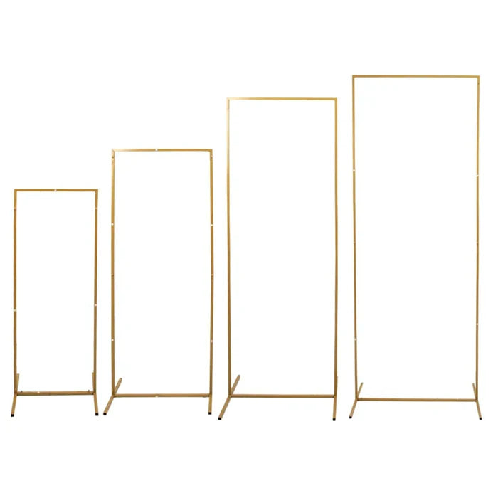 Set of 4 Gold Metal Frame Rectangular Arch Backdrop Stand - 3.5ft, 4.5 ...