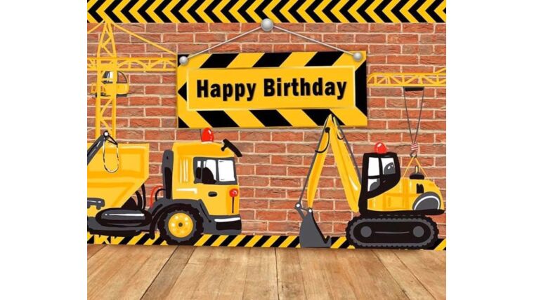 Construction Backdrop Rental | Construction Birthday Party Photo Prop ...